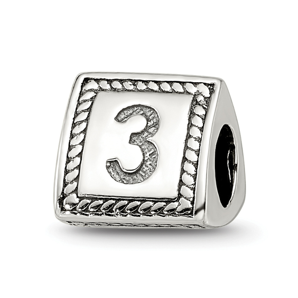 Jewelry | Sterling Silver Reflections Number 3 Triangle Block Bead ...